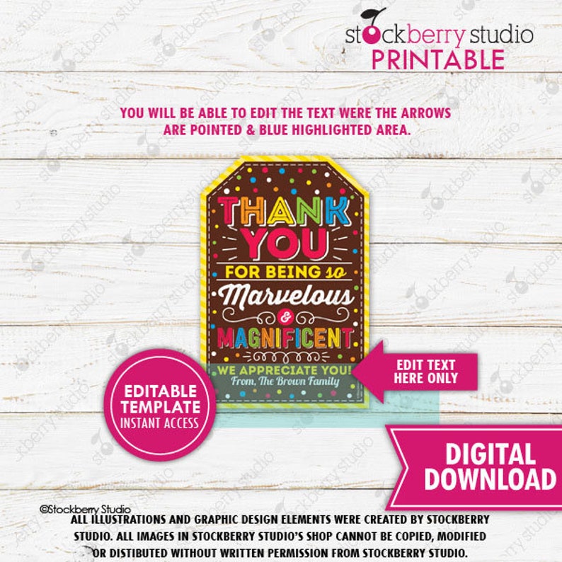 Candy Gift Tags Magnificent and Marvelous Teacher Appreciation Gift Tag ...