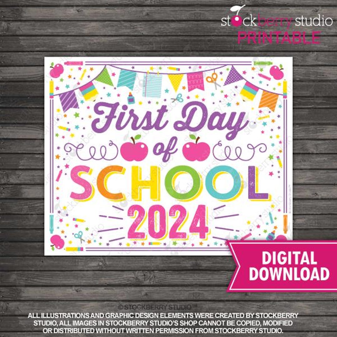 Girl First Day of School Sign Printable Back to School Poster 1st Day ...