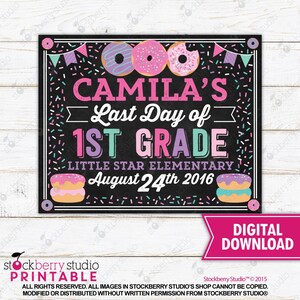 Girl Last Day of School Sign Printable Princess Last Day of School ...