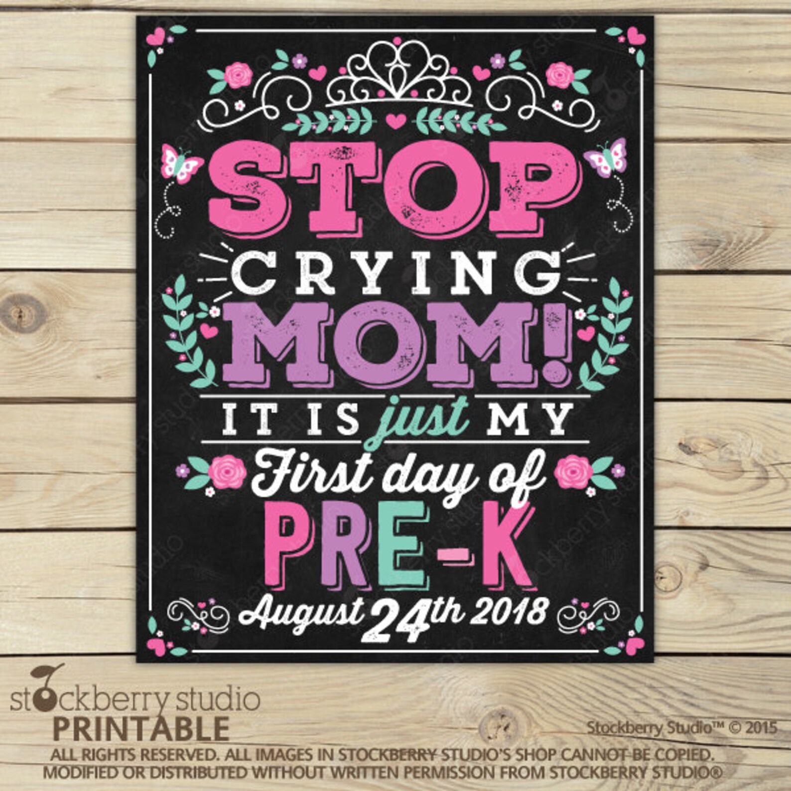 Stop Crying Mom Sign Printable 1st Day of Pre K Sign 1st Day - Etsy