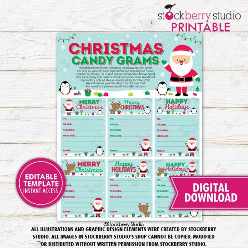 Christmas Candy Grams Flyer Holiday Candy Gram Christmas Gram - Etsy