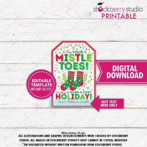 For Your Mistle Toes Christmas Socks Gift Tag Nail Polish Pedicure ...