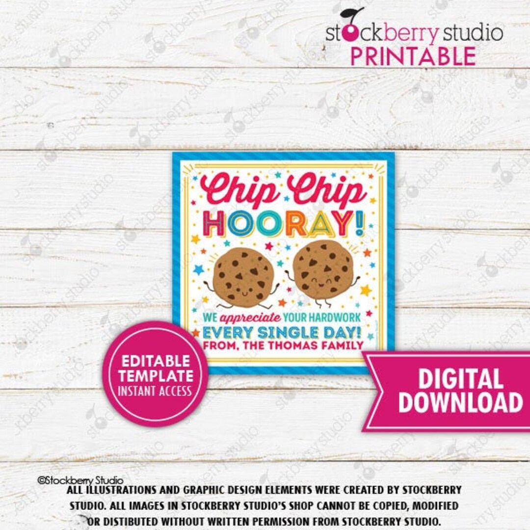 Cookie Thank You Tag Cookie Gift Tag Printable Editable Cookie - Etsy