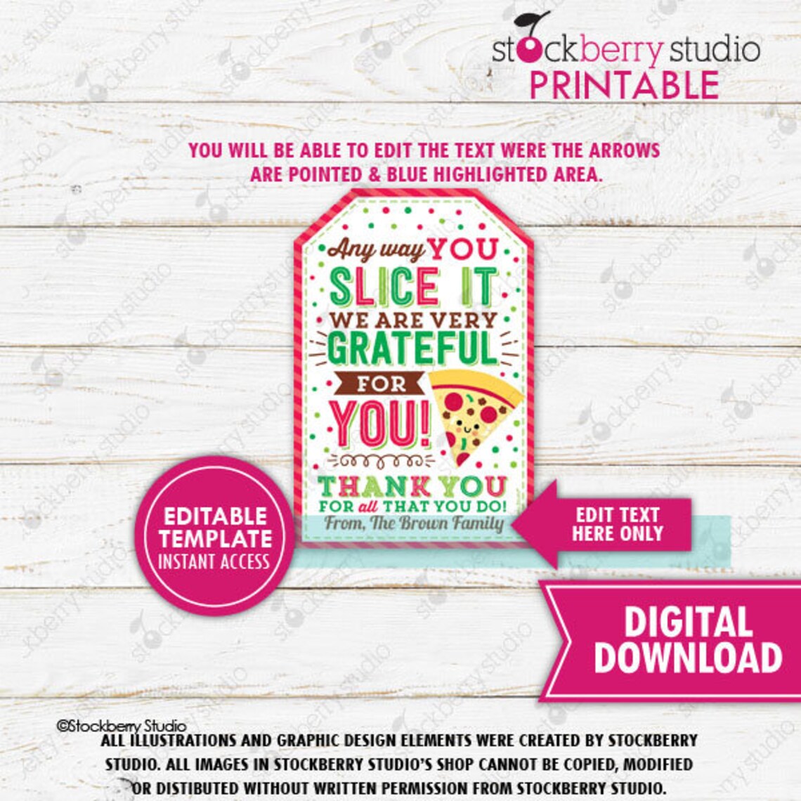 Pizza Gift Tag Printable Any Way You Slice It Italian - Etsy