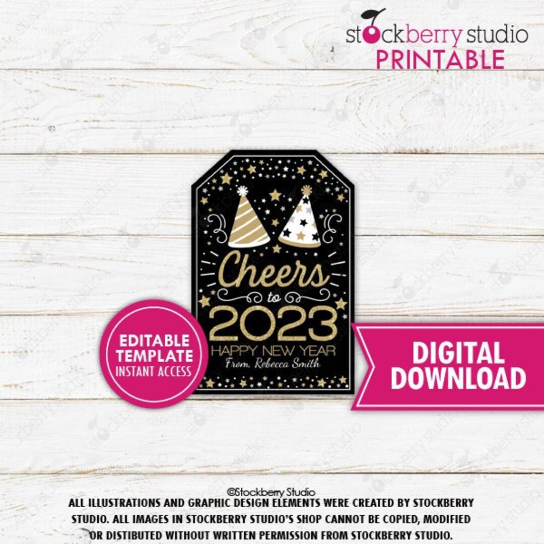 New Year's Gift Tag Printable Cheers to 2023 New Year Eve Tags NYE ...