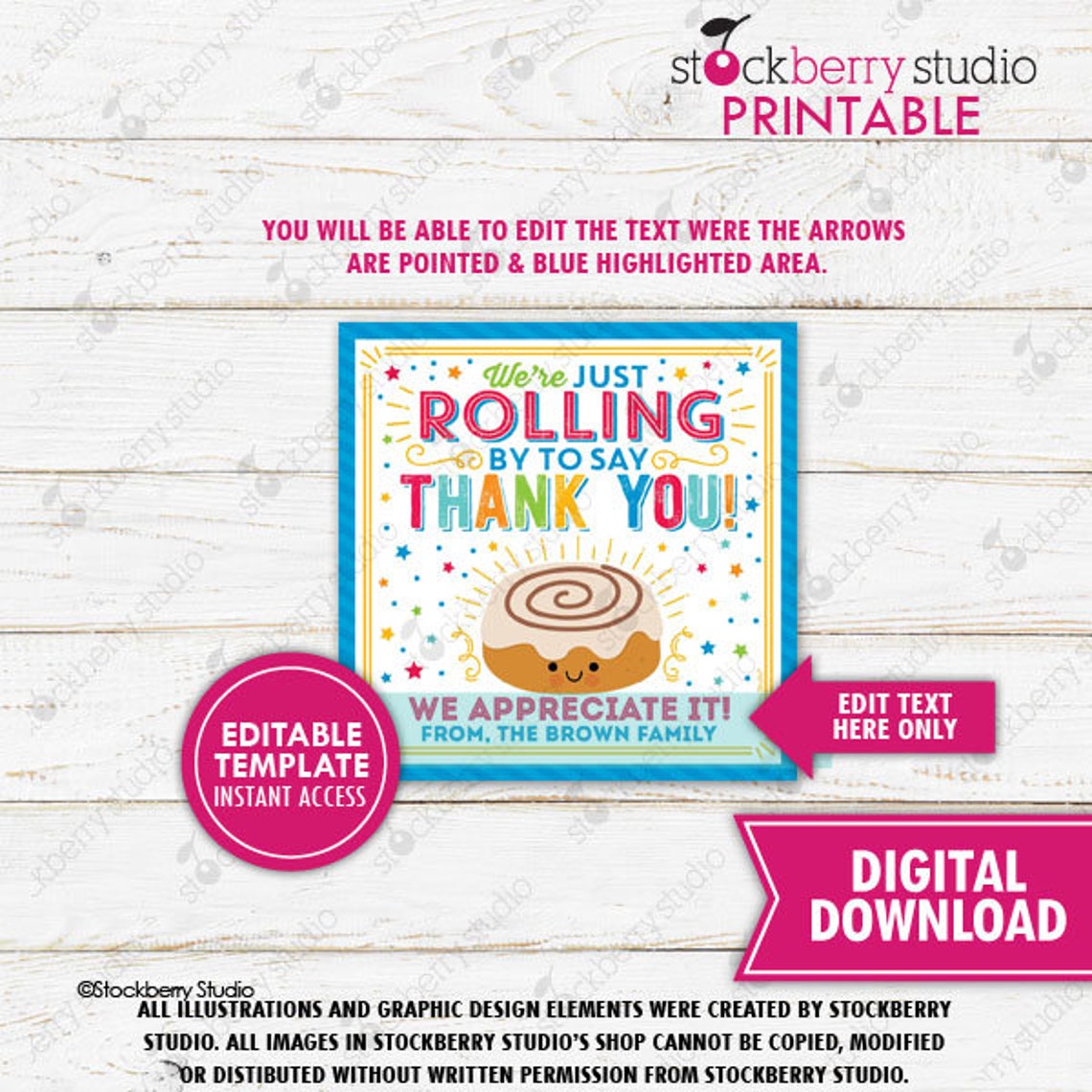 Cinnamon Roll Gift Tag Teacher Appreciation Gift Staff - Etsy