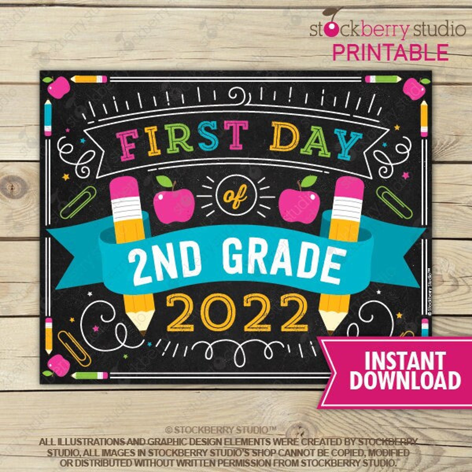 Girl First Day of 2nd Grade Sign Instant Download First Day of - Etsy