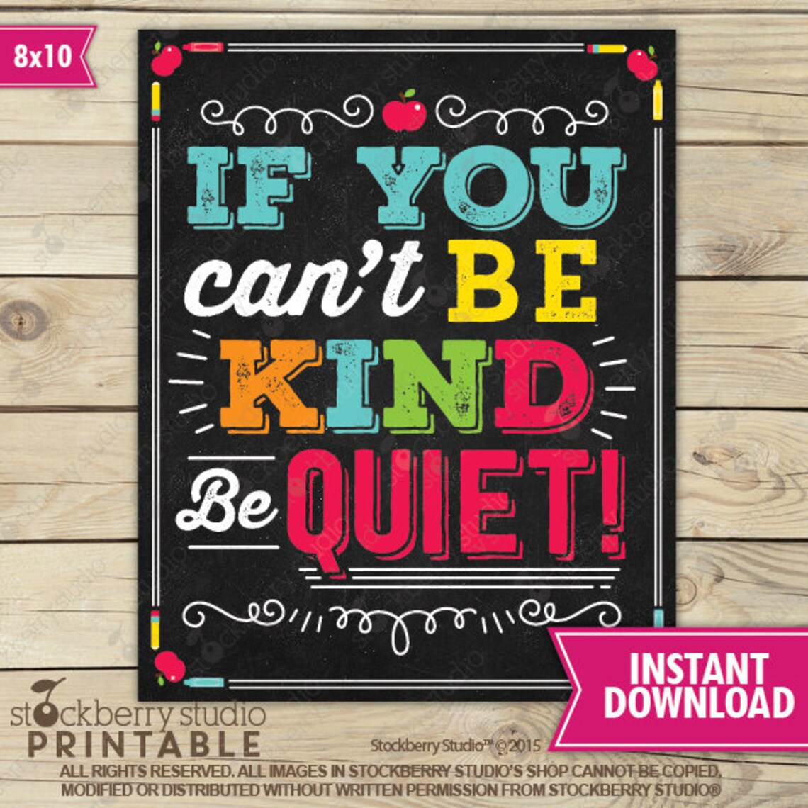 If You Can't Be Kind Be Quiet Teacher Classroom Poster - Etsy