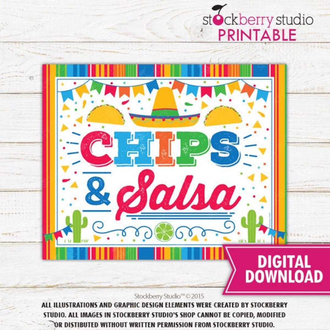 Chips and Salsa Sign Printable Fiesta Graduation 1st Fiesta Decor ...