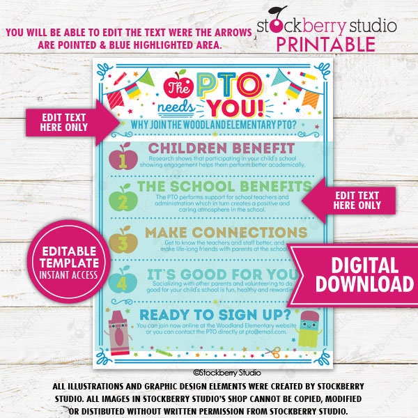 PTO PTA Recruitment Flyer School Fundraiser Event Volunteer | Etsy