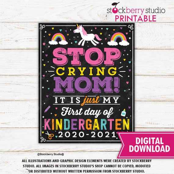 Unicorn Stop Crying Mom Sign Printable Unicorn First Day of | Etsy