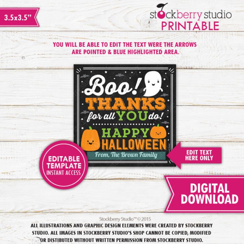 Halloween Teacher Gift Tag Boo Thanks for All You Do Halloween - Etsy