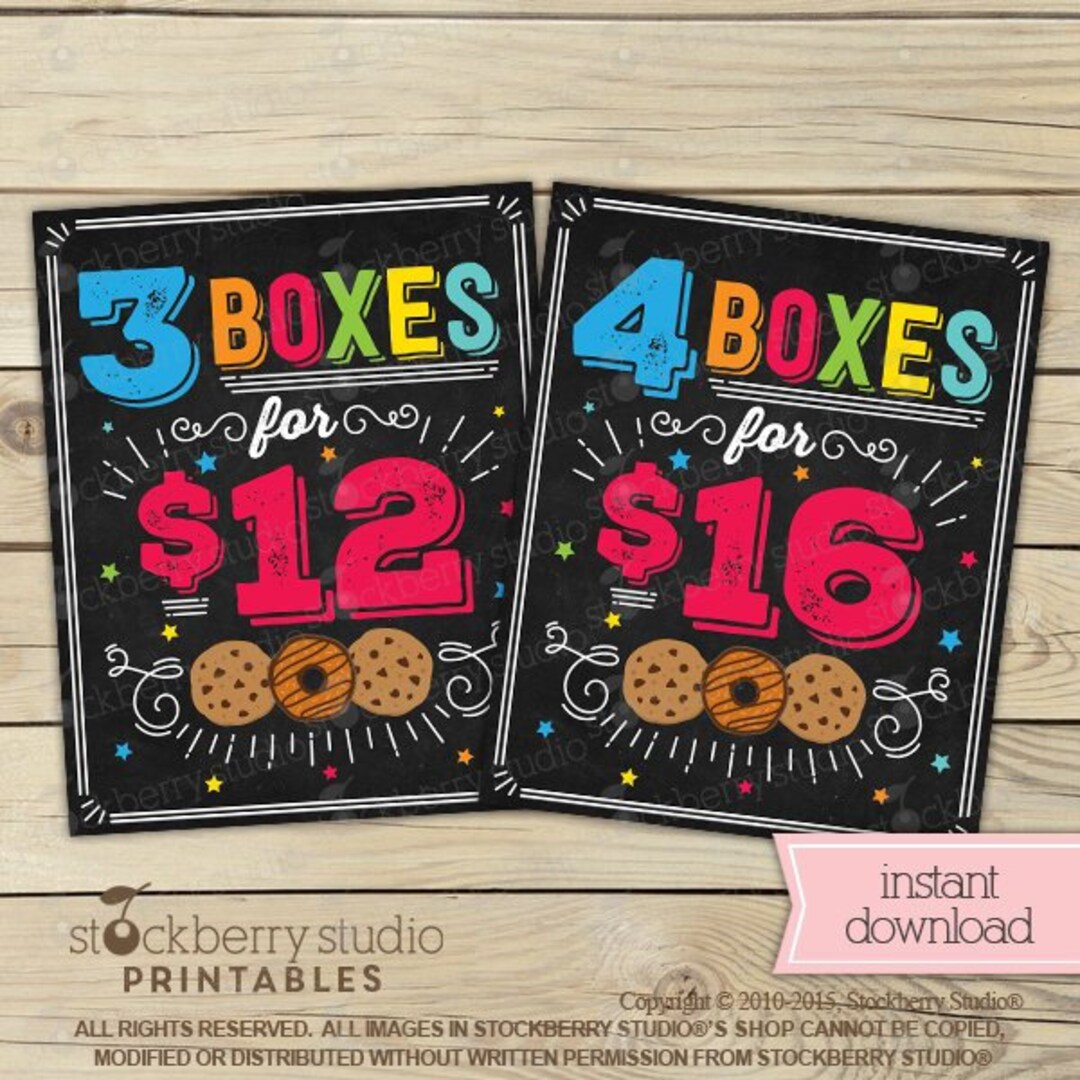 Cookie Booth Price Sign Cookie Booth Sign Printable Instant Download ...