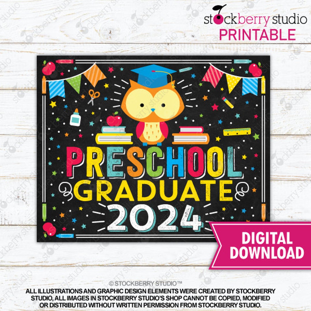 Owl Preschool Graduation Sign Printable Last Day of Preschool Graduate ...
