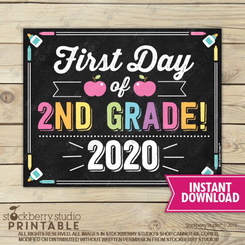 Girl First Day of 2nd Grade Sign 1st Day of School Printable | Etsy