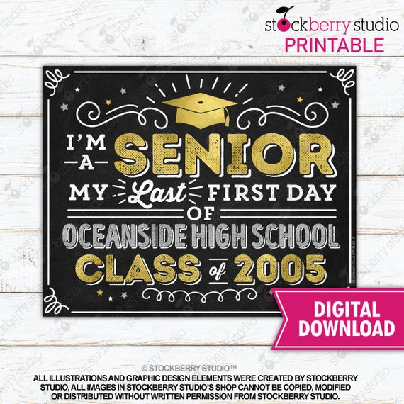 First Day of Senior Year Sign Last Day of 12th Grade Sign Last - Etsy