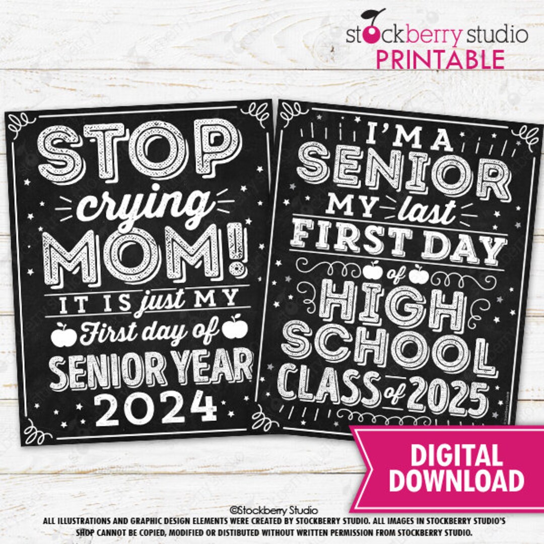 First Day of Senior Year Sign Printable First Day of 12th Grade Back to ...