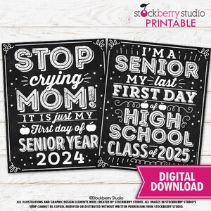 First Day of Senior Year Sign Printable First Day of 12th Grade Back to ...