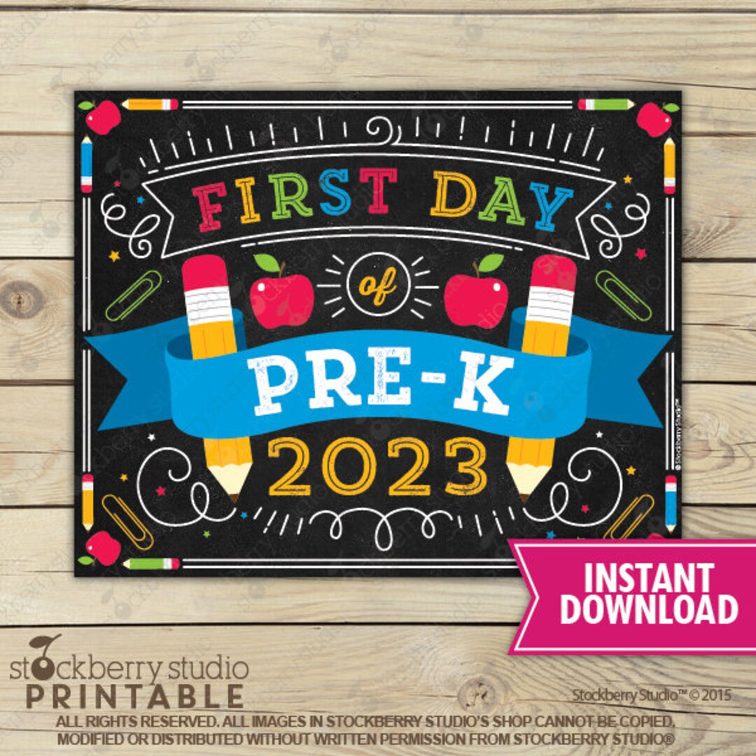 First Day of Prek Sign Instant Download First Day of Pre-k - Etsy