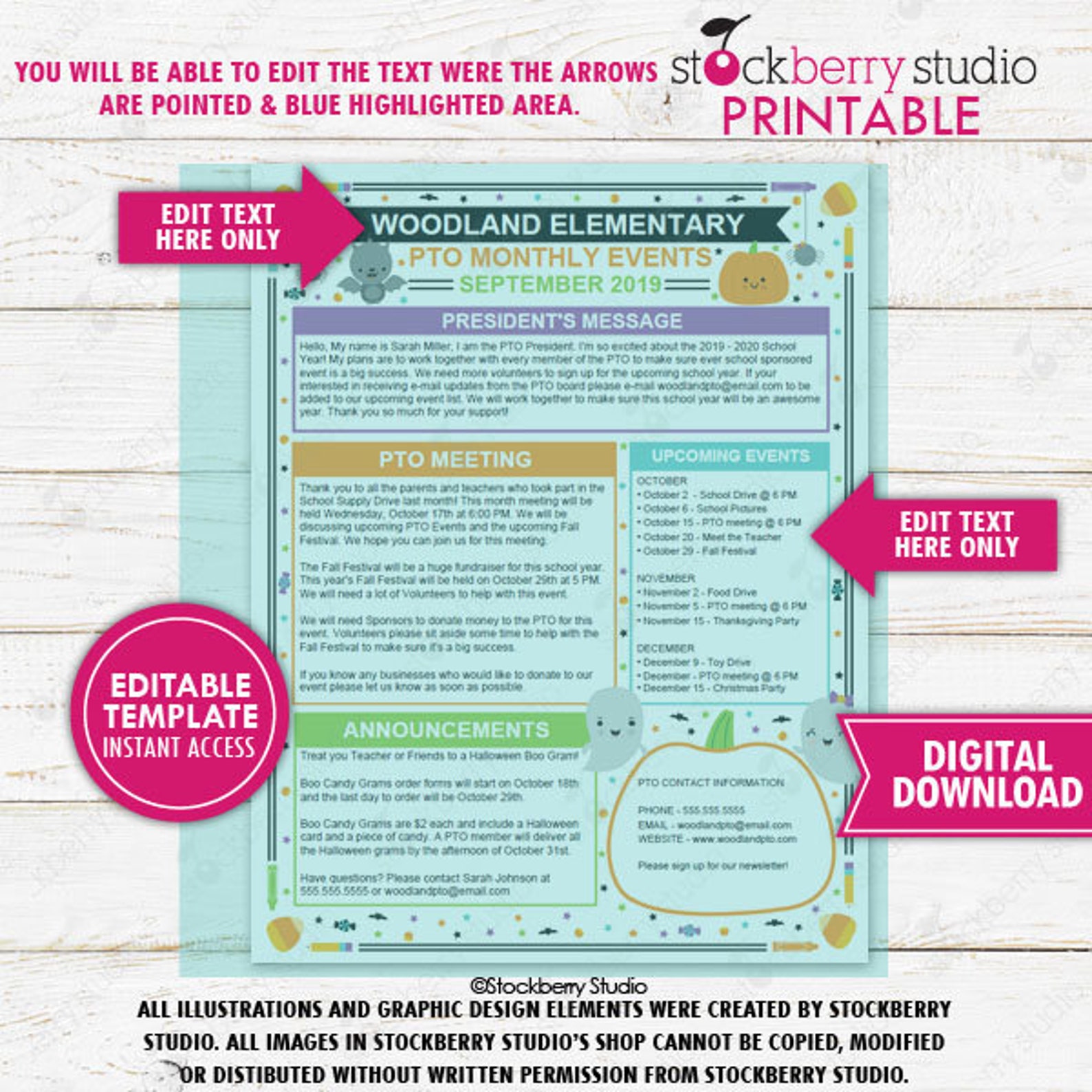 Halloween Teacher Newsletter PTO PTA Newsletter Flyer - Etsy