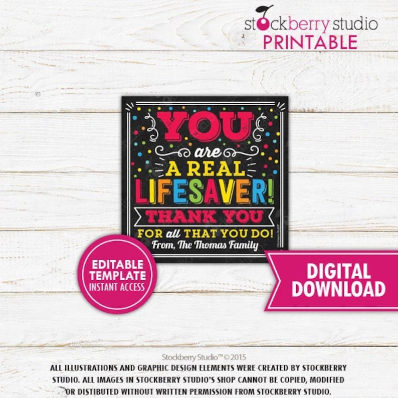 You Are A Lifesaver Tag Printable Teacher Appreciation Nurse - Etsy