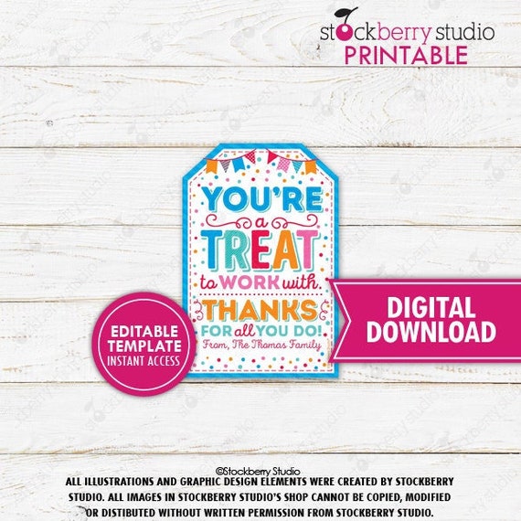 Rice Treat Gift Tag Printable Treat to Work Teacher Appreciation Ideas ...