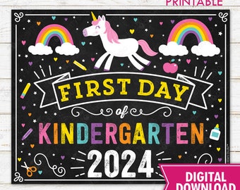 Unicorn Last Day of Kindergarten Sign Girl Last Day of Kindergarten ...