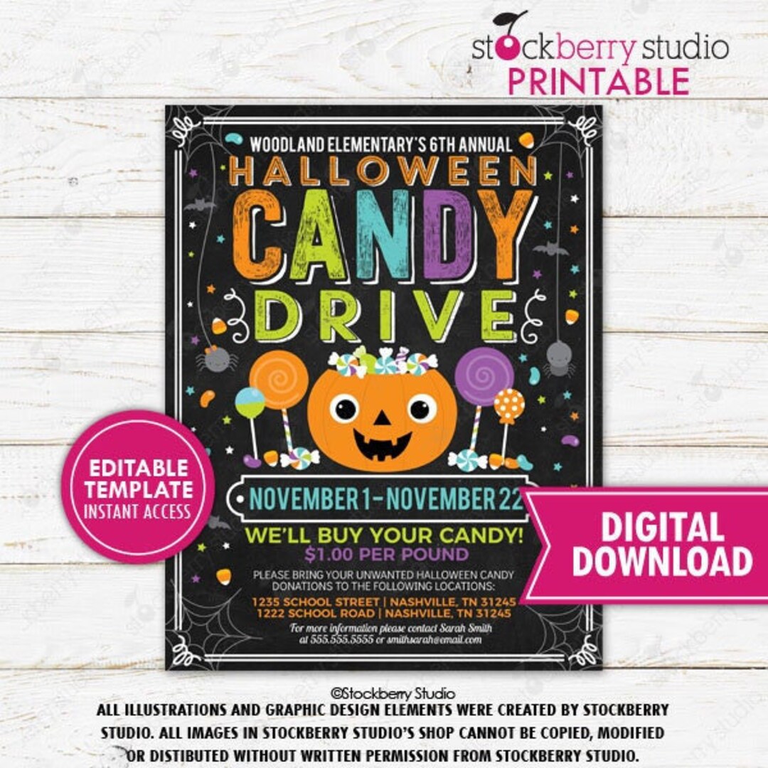 Halloween Candy Drive Flyer Printable Treats for Troops Buy Back ...