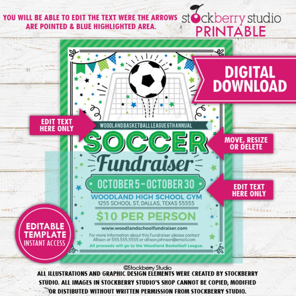 Soccer Fundraiser Flyer Printable Soccer Banquet Tournament - Etsy