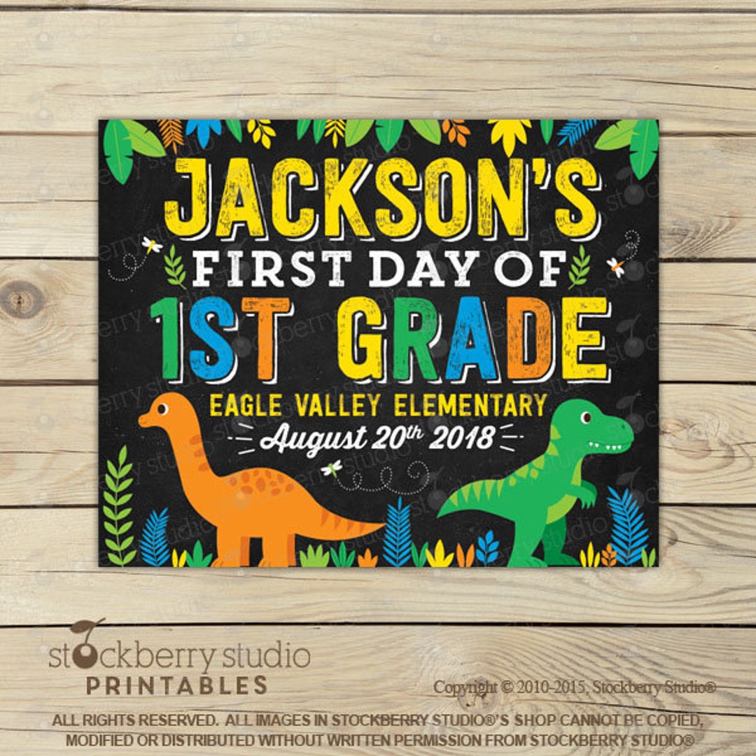 Dinosaur First Day of School Sign Printable Dinosaurs 1st Day of School ...