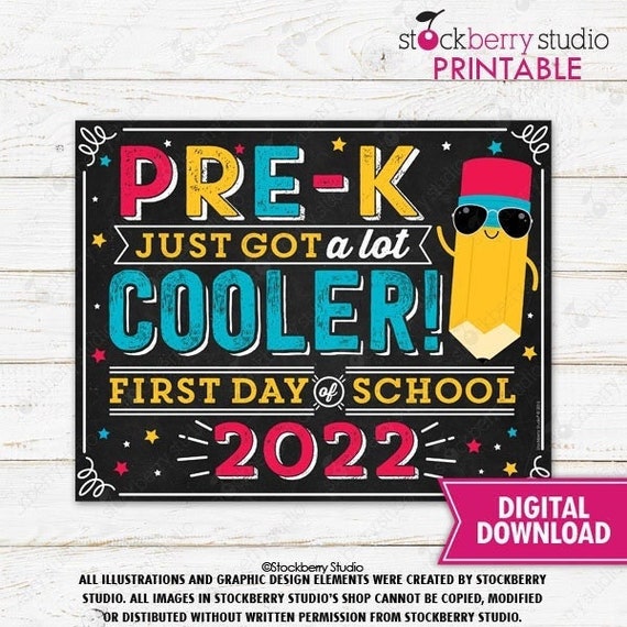 First Day of Pre-k Sign Printable Just Got Cooler Boy 1st Day - Etsy