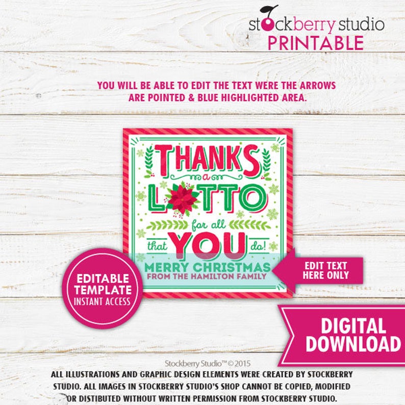 Christmas Lottery Gift Tag Thanks A Lotto for All That You Do - Etsy