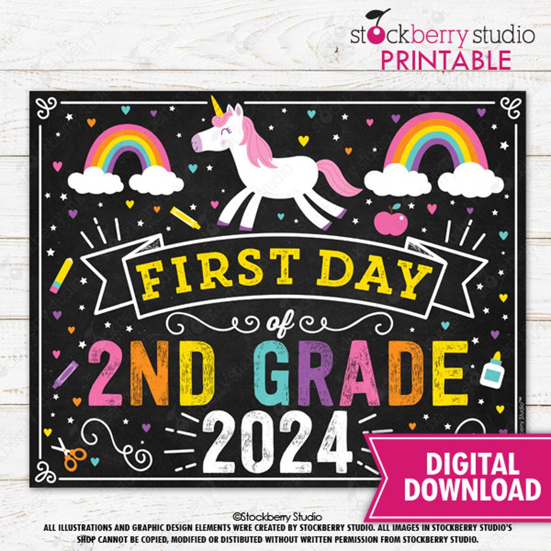Unicorn First Day of 2nd Grade Sign Girl First Day of School Sign ...