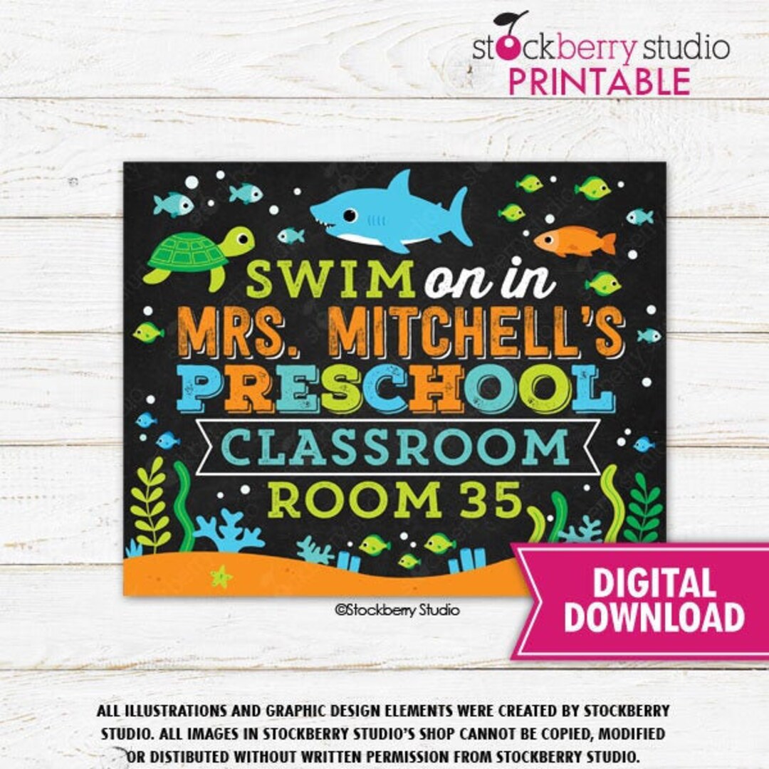 Teacher Class Door Sign Ocean Under the Sea Welcome Sign Teacher ...