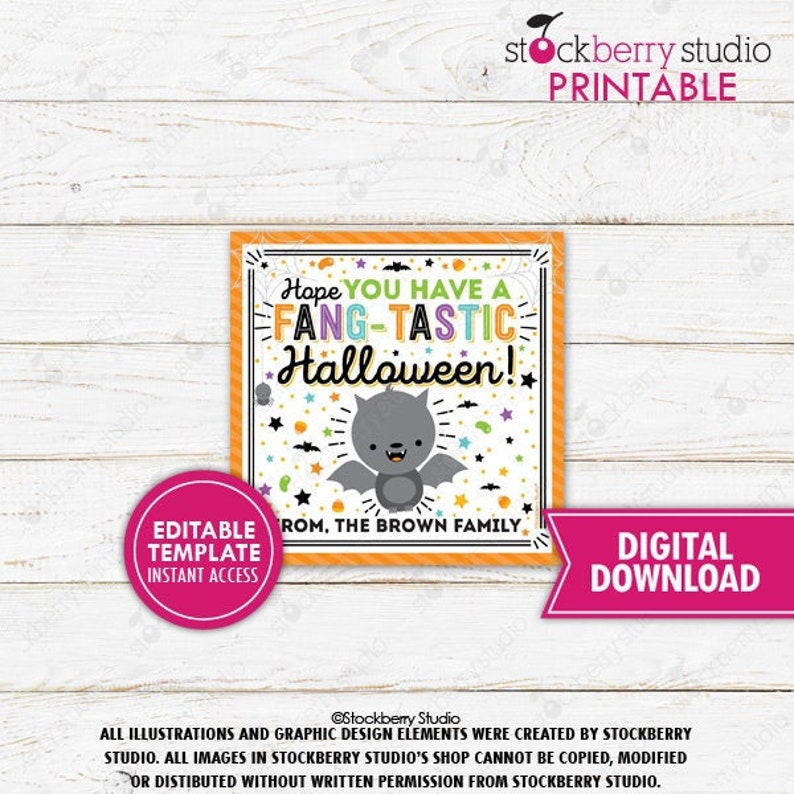 Fang-tastic Halloween Gift Tag Printable Vampire Fang Trick or - Etsy