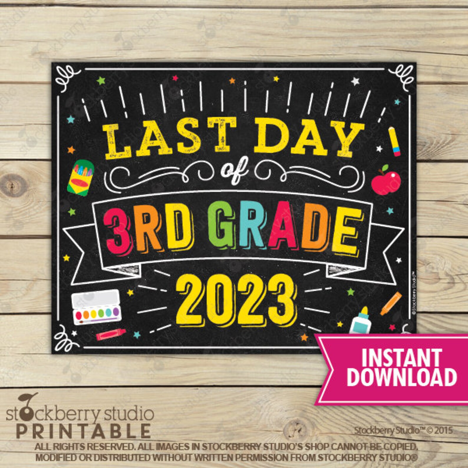 Last Day of 3rd Grade Sign Last Day of School Sign Printable - Etsy