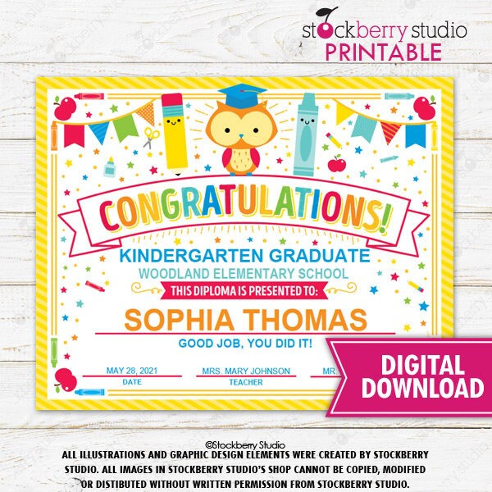 Graduation Certificate Graduate Diploma Printable Any Grade | Etsy