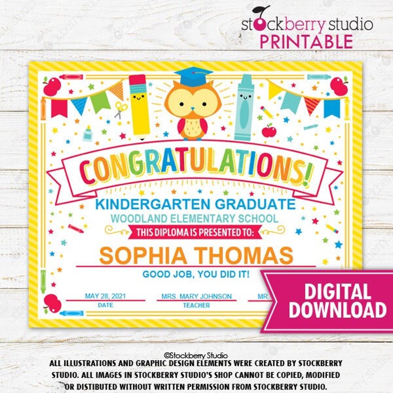 Graduation Certificate Graduate Diploma Printable Any Grade | Etsy