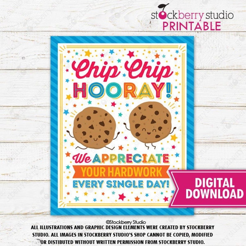 Cookie Thank You Sign Chip Chip Hooray Teacher Appreciation - Etsy