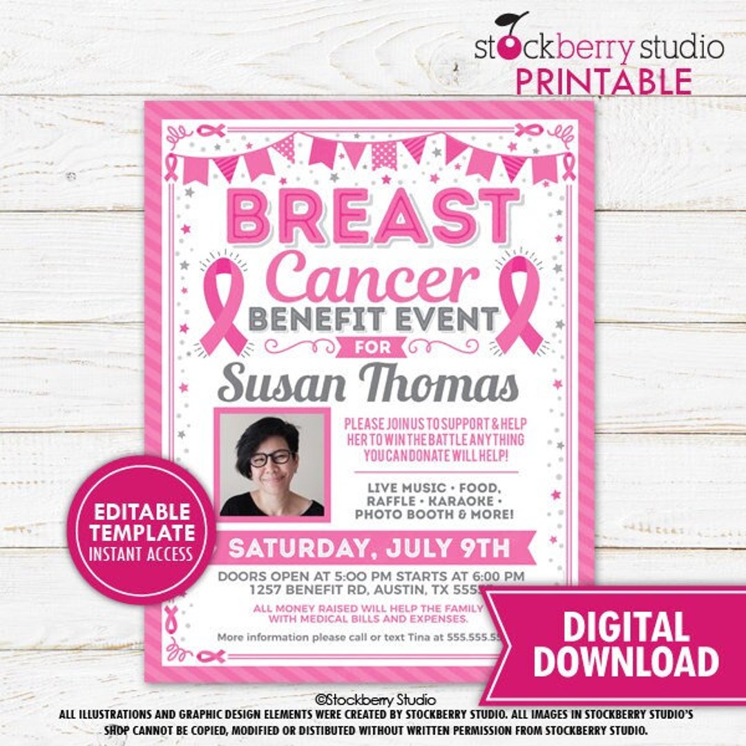 Breast Cancer Benefit Fundraiser Flyer Printable Pink Church Benefit ...