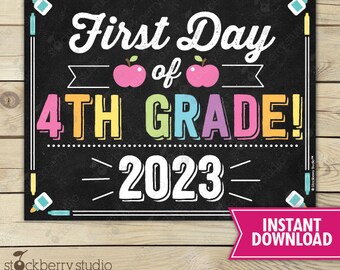 First Day of Fourth Grade Sign Instant Download Print - Etsy