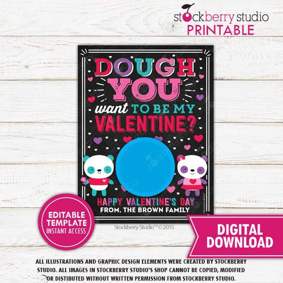 Play Dough Valentine's Day Card Playdough Valentine Gift Printable Kids ...