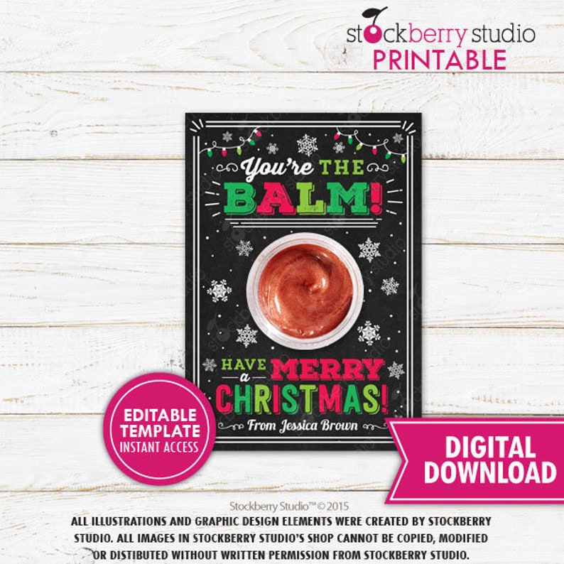 Christmas Lip Balm Tags Printable Christmas You're the - Etsy