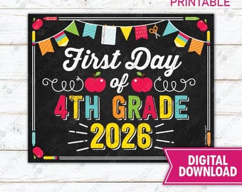 Editable First Day of 4th Grade Sign Printable First Day of 4th Grade ...