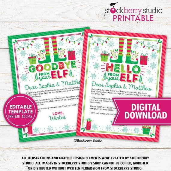 Christmas Hello From Your Elf Goodbye From The Elf Letter Set Printable christmas-hello-from-your-elf-goodbye-from-the-elf-letter-set-printable