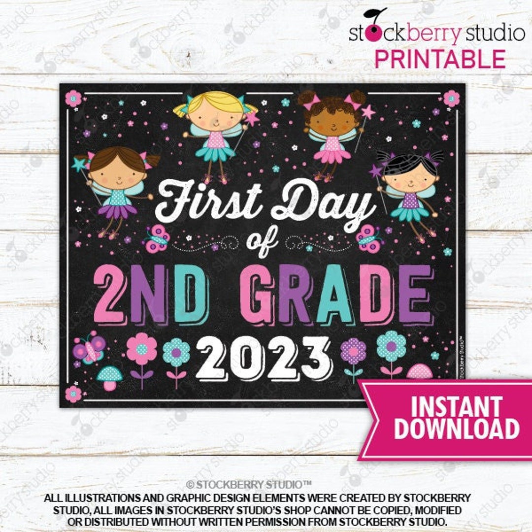 Fairies First Day of 2nd Grade Sign Girl 1st Day of School - Etsy