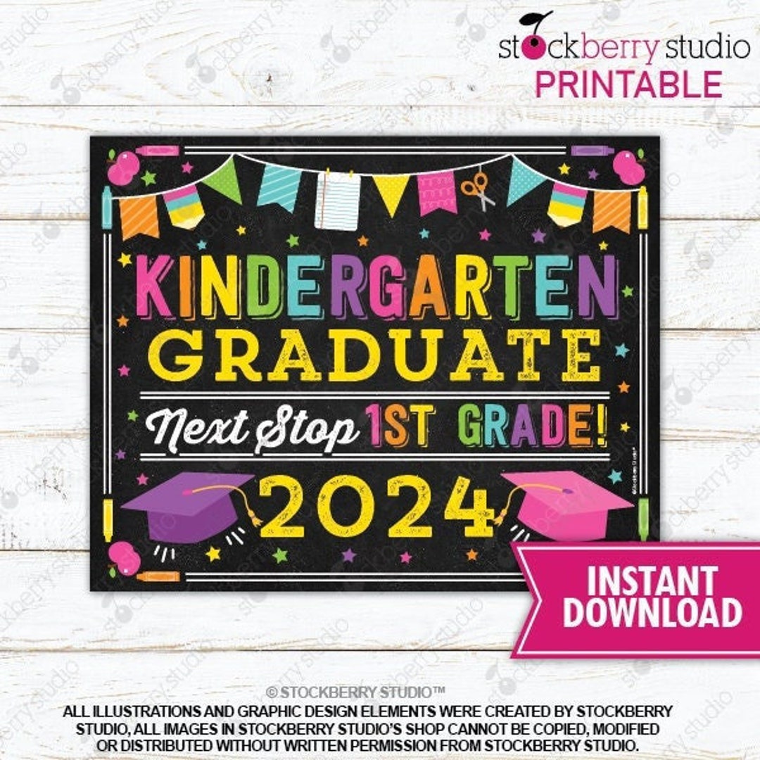 Kindergarten Graduation Sign Girl Last Day of Kindergarten Sign Last ...