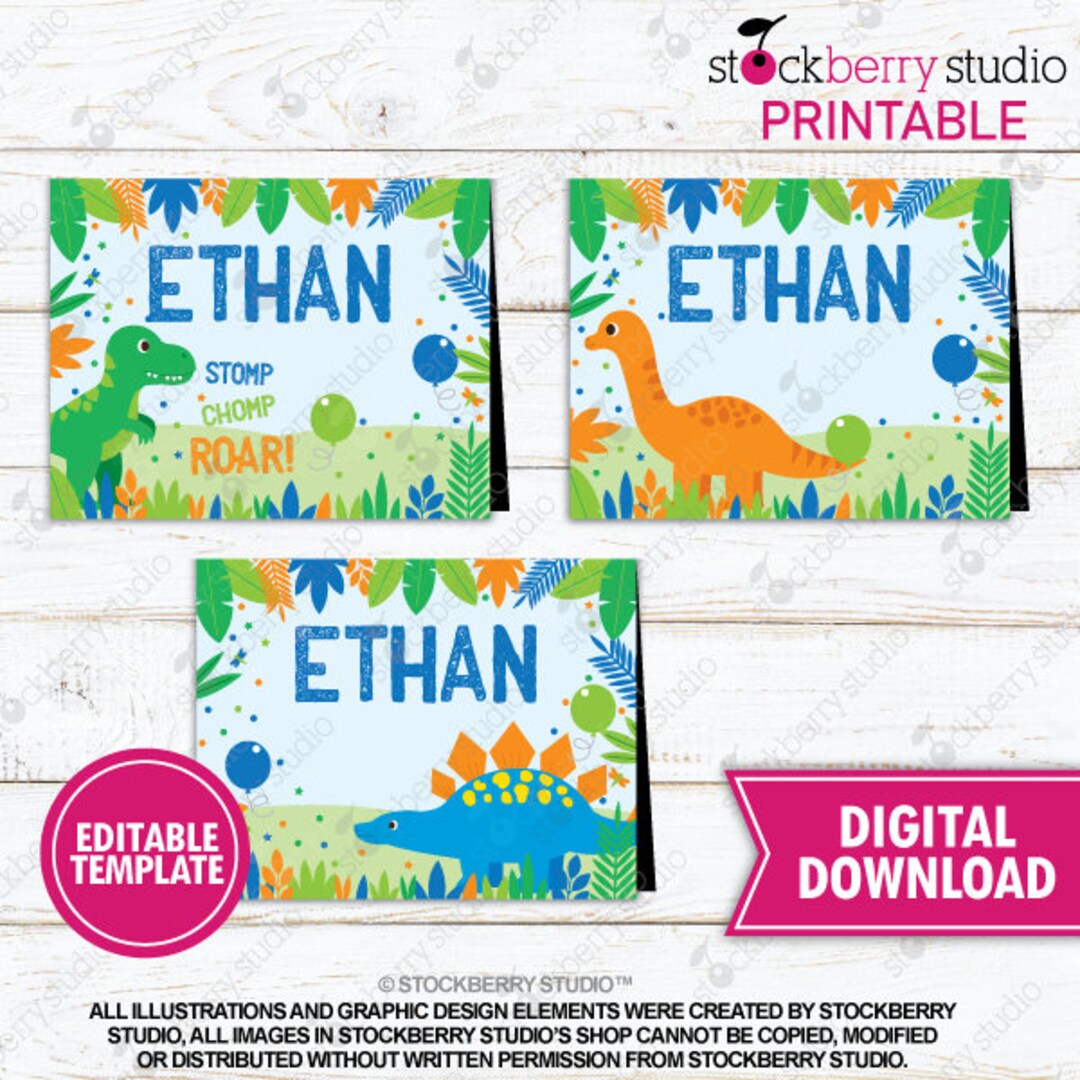 Dinosaur Birthday Printable Table Labels Rex Boy Dino Party Labels T ...