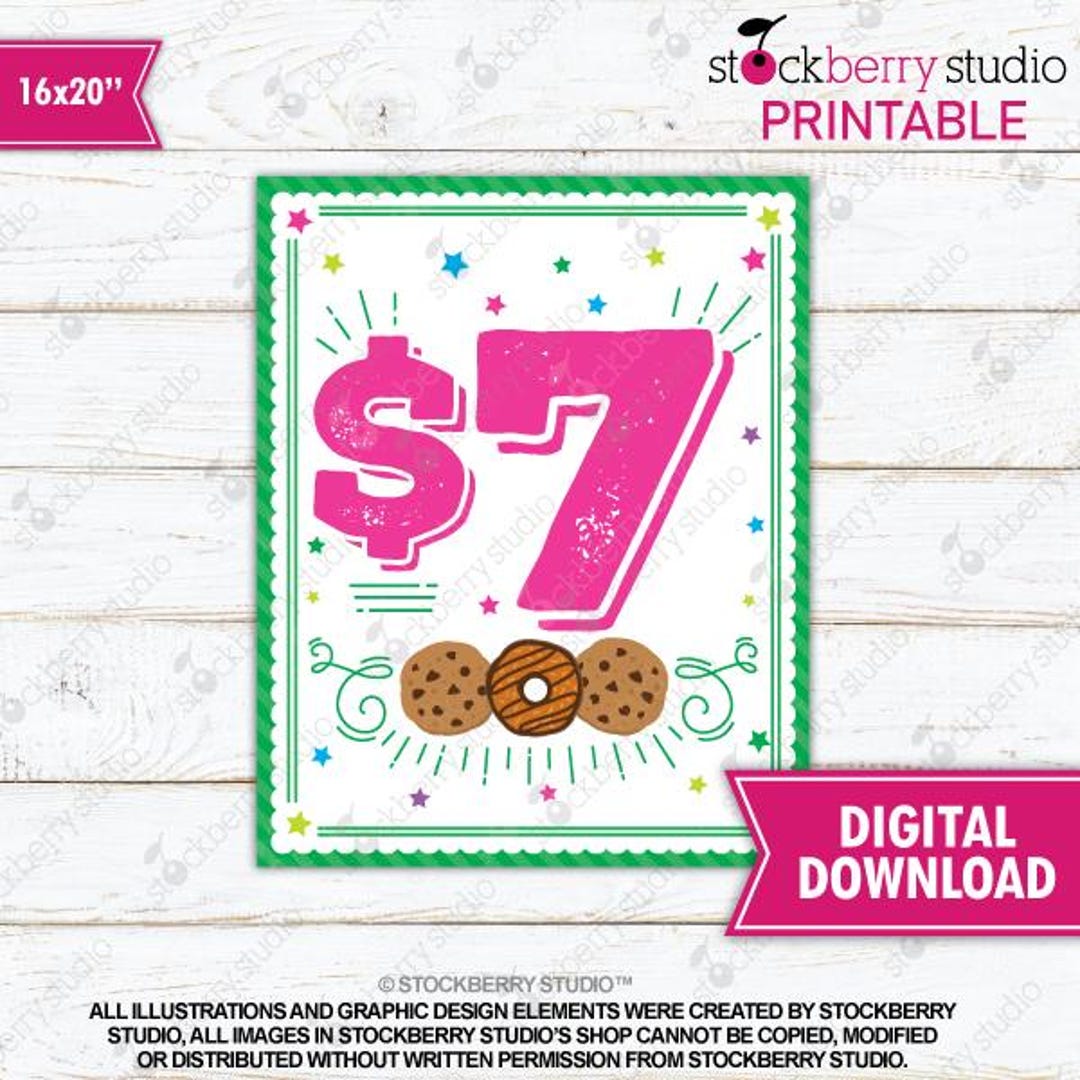 Cookie Booth Pricing Sign Price Sign Cookie Booth Sales Poster Cookie ...