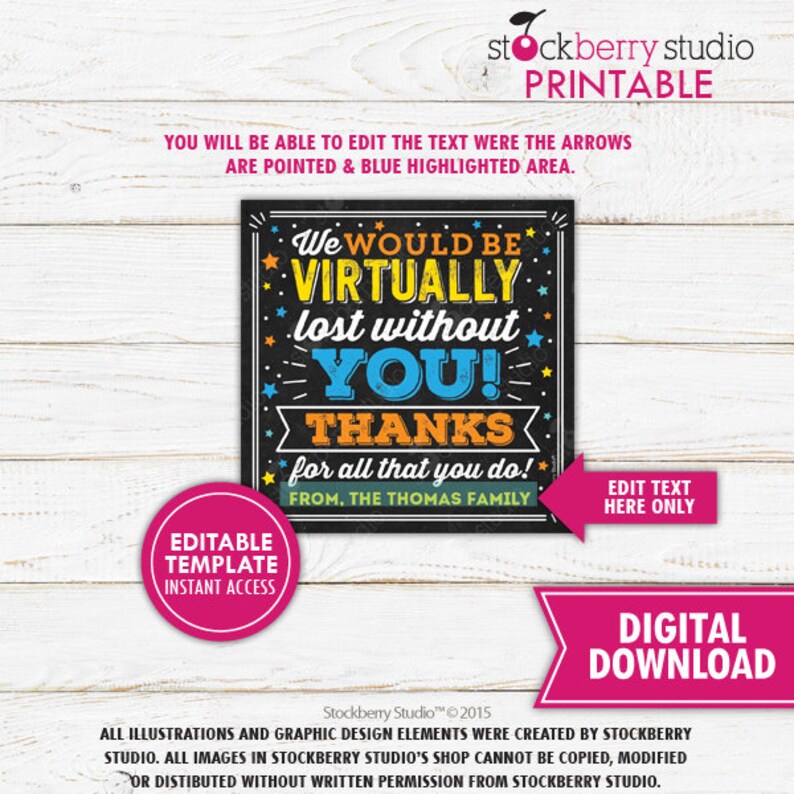 Virtual Appreciation Week Gift Tag Staff PTO PTA Computer | Etsy